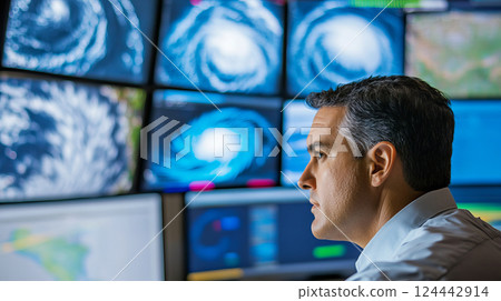 Meteorologist Analyzing Weather Data on...-插圖素材 [124442914] - PIXTA圖庫