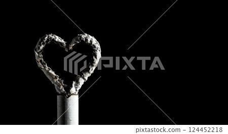 Cigarette ash shaped like a heart on a black...-插圖素材 [124452218] - PIXTA圖庫