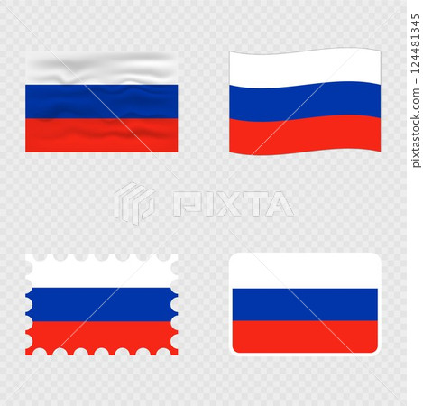 Russia national flag in four different styles.-插圖素材 [124481345] - PIXTA圖庫