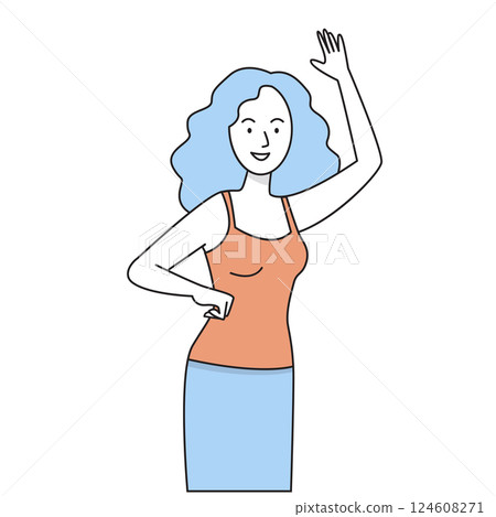 Woman waving hand flat vector illustration - Stock Illustration ...