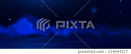 Night sky filled with smoke or fog over water. - Stock Illustration ...
