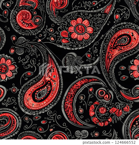 red and black paisley pattern seamless design - Stock Illustration ...