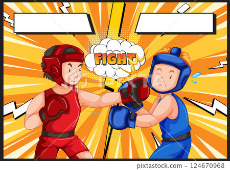 Boxing Match Comic Style Illustration - Stock Illustration [124670968 ...