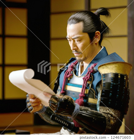 Samurai reading a letter - Stock Illustration [124671603] - PIXTA