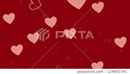 Image of pink hearts falling over outline... - Stock Illustration ...