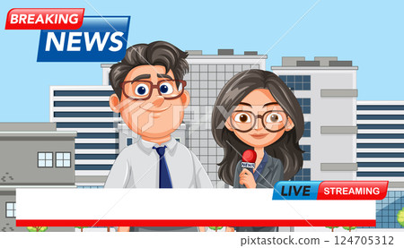 Animated News Broadcast Illustration - Stock Illustration [124705312 ...