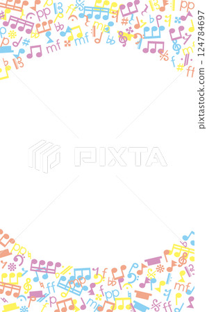 Overlapping music symbols frame_colorful_pastel... - Stock Illustration ...