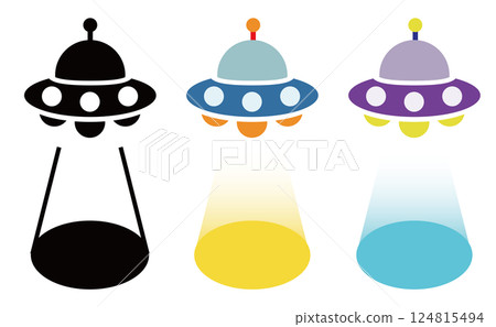 UFO Abduction Cattle Mutilation Icon Set - Stock Illustration ...