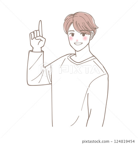 Illustration of a man pointing up - Stock Illustration [124819454] - PIXTA