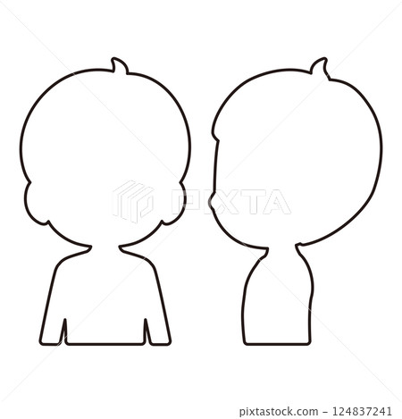 Boys upper body monochrome line drawing... - Stock Illustration ...