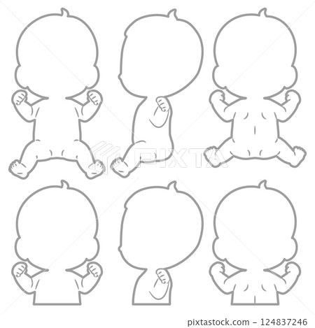 Baby full body line drawing silhouette... - Stock Illustration ...