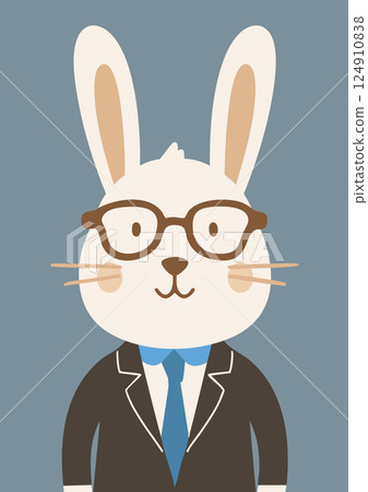 A serious-looking rabbit wearing glasses - Stock Illustration ...