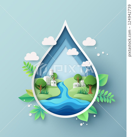 Sustainable Water and Green City world Water...-插圖素材 [124942739] - PIXTA圖庫