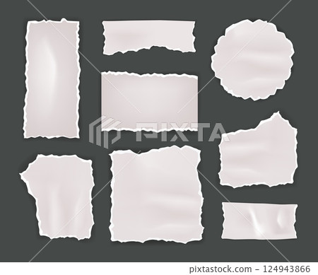 White torn or ripped paper set. Different forms... - Stock Illustration ...