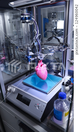 3D Printed Anatomical Heart Model in Medical... - Stock Illustration ...