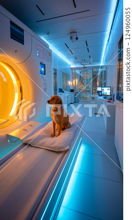 Labrador Retriever on Veterinary CT Scanner... - Stock Illustration ...