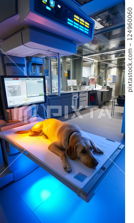 Labrador Retriever on Veterinary CT Scanner...-插圖素材 [124960060] - PIXTA圖庫