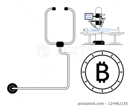 Stethoscope, robotic surgical arm operating on... - Stock Illustration ...