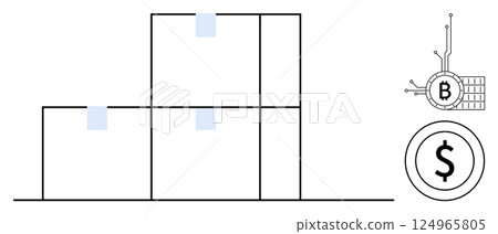 Three stacked blocks linked with connectors, a... - Stock Illustration ...