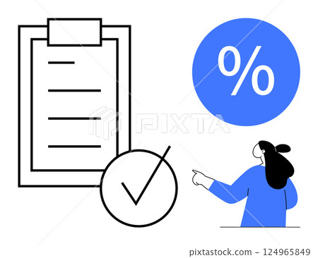 Checklist and checkmark, percentage symbol and... - Stock Illustration ...