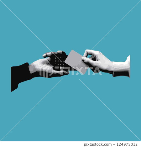 Credit card payment with photocopy stipple effect. - Stock Illustration ...