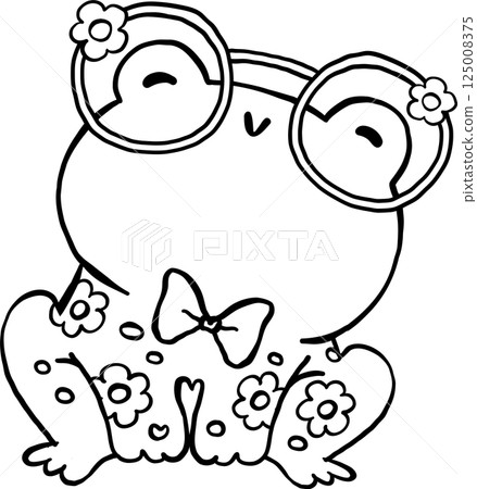 Cute Frog Spring Outline Cartoon Hand Drawn - Stock Illustration ...