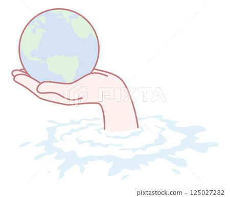 A Hand Grasping the Earth Above Water... - Stock Illustration ...