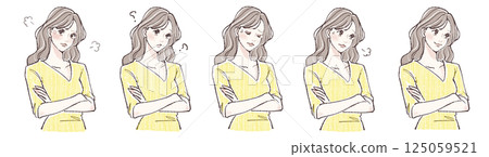 A set of five illustrations of women's facial... - Stock Illustration ...
