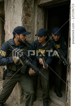 FBI team entering building - Stock Illustration [125106715] - PIXTA
