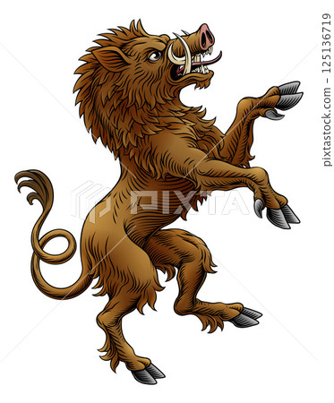 Heraldic Coat of Arms Crest Rearing Heraldry Boar-插圖素材 [125136719 ...