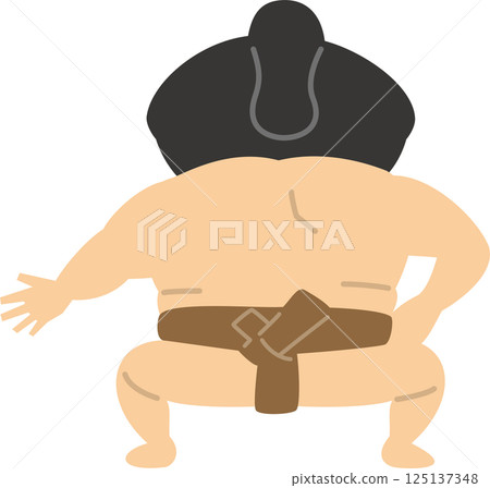 Back view of a sumo wrestler stomping - Stock Illustration [125137348 ...