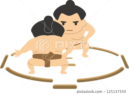 Illustration of sumo wrestlers standing in the... - Stock Illustration ...