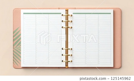 Open planner with blank pages for organization.-插圖素材 [125145962] - PIXTA圖庫