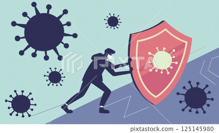 Pandemic prevention concept, Person pushing a...-插圖素材 [125145980] - PIXTA圖庫
