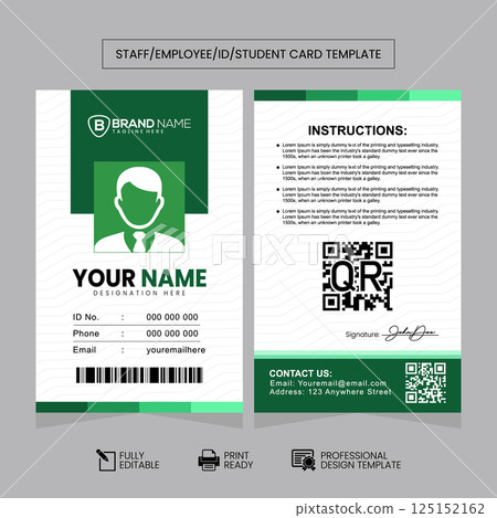 Clean and Simple ID Card Design Template....-插圖素材 [125152162] - PIXTA圖庫