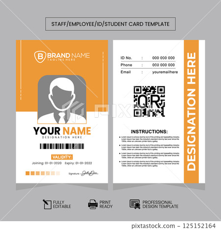 Clean and Simple ID Card Design Template.... - Stock Illustration ...