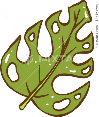 Cute Monstera Leaf Hand Drawn Illustration - Stock Illustration ...