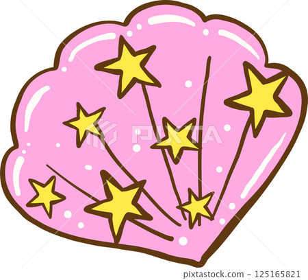 Groovy Summer Pink Seashell star pattern Hand... - Stock Illustration ...