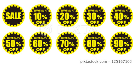 Black and yellow discount sticker set (Japanese) - Stock Illustration ...