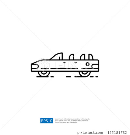 A simple line drawing of a convertible car in...-插圖素材 [125181782] - PIXTA圖庫