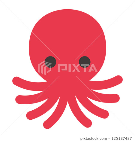 Cute red octopus vector illustration - design... - Stock Illustration ...