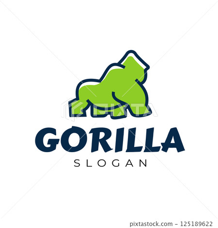 Strong Green Monkey Line Art Unique Vector Logo... - Stock Illustration ...