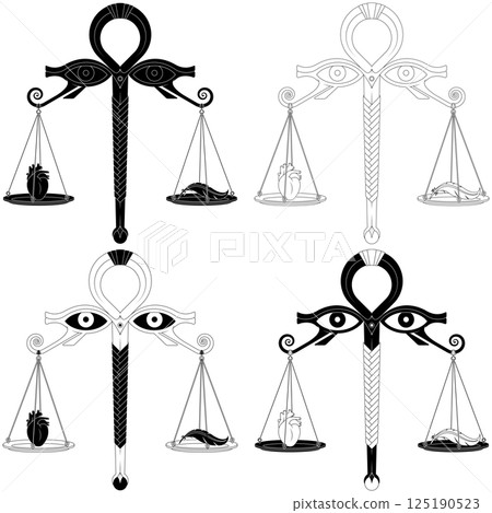 Egyptian scales weighing a heart and feather-插圖素材 [125190523] - PIXTA圖庫