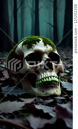 Rotting Skull in a Forest of the Dead 15-7 - Stock Illustration ...