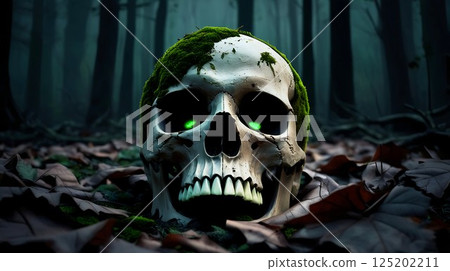 Rotting Skull in a Forest of the Dead 15-4 - Stock Illustration ...
