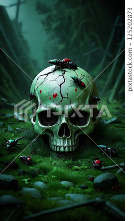 Tormented Skull with Crawling Insects 17-6 - Stock Illustration ...