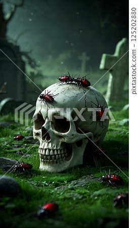 Tormented Skull with Crawling Insects 17-7 - Stock Illustration ...