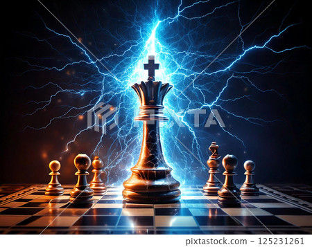 A miniature figurine sitting on a chess king... - Stock Illustration ...