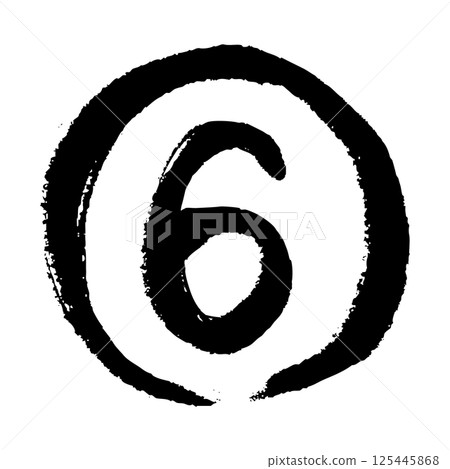 Hand drawn illustration of the number 6 in a... - Stock Illustration ...