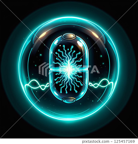 Illuminated energy orb with electric currents... - Stock Illustration ...